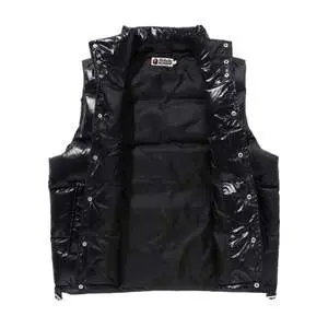 A BATHING APE Line Camo Debossed Nylon Down Vest - Black