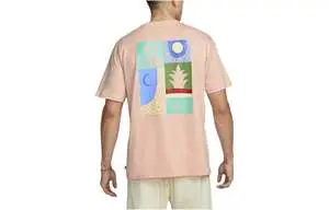 Nike Loose Logo Geometry Pattern Printing Sports Short Sleeve Orange Pink T-shirt - Multi-color