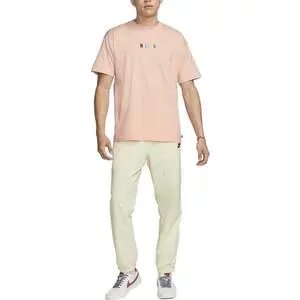Nike Loose Logo Geometry Pattern Printing Sports Short Sleeve Orange Pink T-shirt - Multi-color