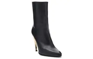 Alexander McQueen Leather Ankle Boots With Sculptural Heel - Black/silver