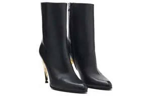 Alexander McQueen Leather Ankle Boots With Sculptural Heel - Black/silver