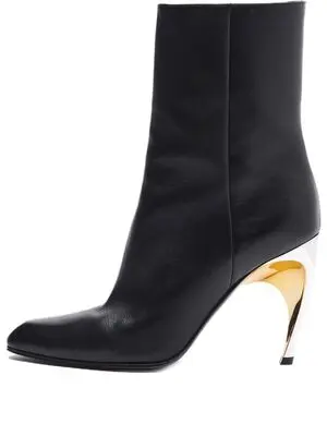 Alexander McQueen Alexander McQueen Leather Ankle Boots With Sculptural Heel Black/silver