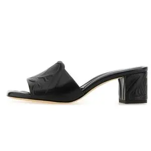 Alexander McQueen Embossed Leather Heeled Sandals - Black