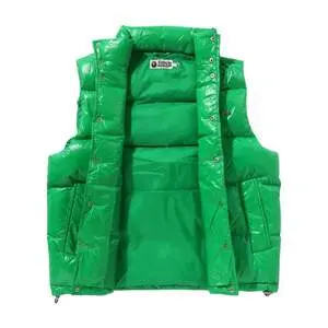 A BATHING APE Line Camo Debossed Nylon Down Vest - Green