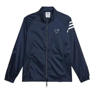 Adidas Originals X Human Made Embroidered Logo Hooded Sports Jacket - Dark Blue