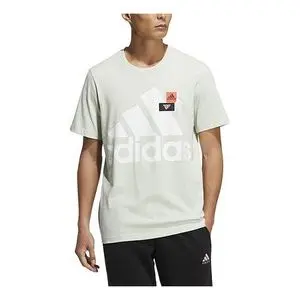 Adidas Logo Printing Round Neck Short Sleeve Green T-shirt