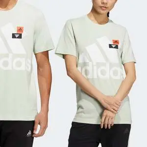 Adidas Logo Printing Round Neck Short Sleeve Green T-shirt