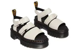Dr. Martens Ricki Nappa Lux Leather 3-strap Platform Sandals - White/black