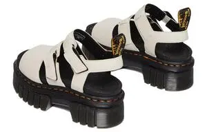 Dr. Martens Ricki Nappa Lux Leather 3-strap Platform Sandals - White/black