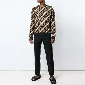 Fendi Logo Cotton Colorblock Sports Sweatshirt