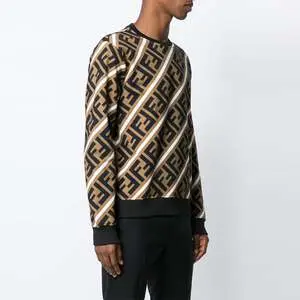 Fendi Logo Cotton Colorblock Sports Sweatshirt