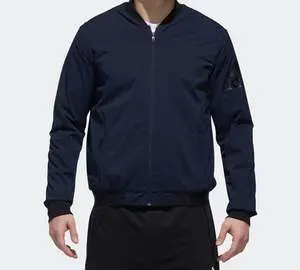 Adidas Logo Printing Baseball Aviator Jacket - Blue