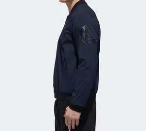 Adidas Logo Printing Baseball Aviator Jacket - Blue