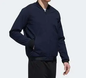 Adidas Logo Printing Baseball Aviator Jacket - Blue