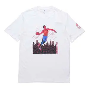 Adidas X Marvel/ Marvel Dm Spiderman 1 Printing Basketball Sports Round Neck Short Sleeve T-shirt - White