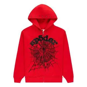 SP5DER Og Web Studded Zip Hoodie - Red