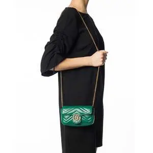Gucci Gg Marmont Quilted Leather Super Mini Shoulder Bag - Green