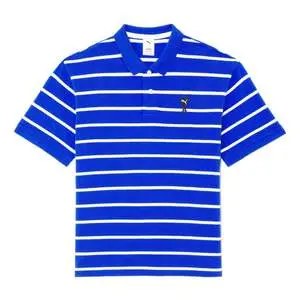 PUMA X Ami Short Sleeve Polo Shirt 'blue - Blue/white