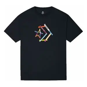 CONVERSE Star Chevron Printing Sports Round Neck Short Sleeve T-shirt Asia Sizing - Black