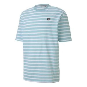 PUMA Downtown Strlped Stripe Round Neck Short Sleeve - Sky Blue