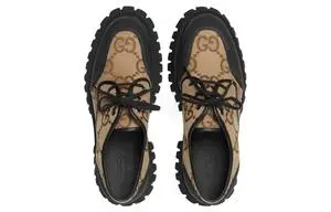 Gucci Maxi Gg Lace-up Platform Shoes - Black/beige