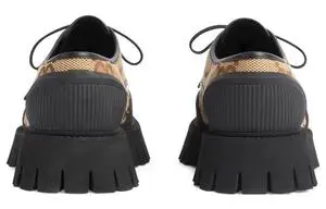 Gucci Maxi Gg Lace-up Platform Shoes - Black/beige