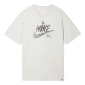 Nike Plant Flowers Logo Printing Sports Round Neck Short Sleeve Light Bone T-shirt - Default Color