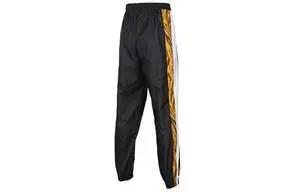 PUMA Leopard Print Splicing Running Sports Woven Long Pants Black