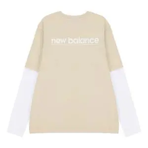 NEW BALANCE New Balance Contrasting Colors Sports Round Neck Pullover Apricot Color T-shirt Tan