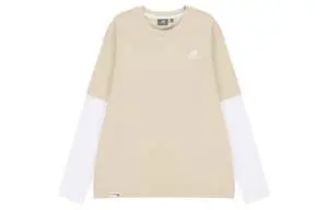 NEW BALANCE Contrasting Colors Sports Round Neck Pullover Apricot Color T-shirt - Tan