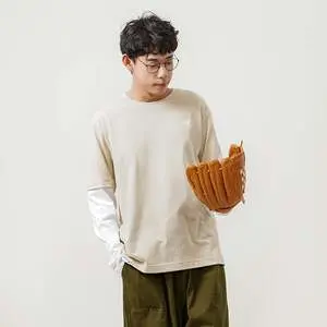 NEW BALANCE Contrasting Colors Sports Round Neck Pullover Apricot Color T-shirt - Tan