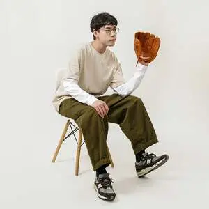 NEW BALANCE Contrasting Colors Sports Round Neck Pullover Apricot Color T-shirt - Tan