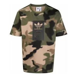 Adidas Casual Breathable Camouflage Sports Short Sleeve Green T-shirt - Multi-color