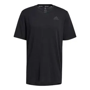 Adidas Logo Printing Round Neck Straight Short Sleeve Black T-shirt - Default Color