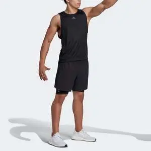 Adidas Black Logo Print Round Neck Sports Vest - Default Color