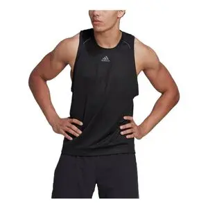 Adidas Solid Color Logo Printing Round Neck Sports Vest Black - Default Color
