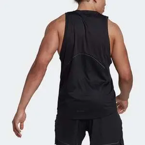 Adidas Black Logo Print Round Neck Sports Vest - Default Color