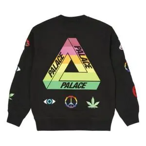 PALACE Ss22 Mixed Media Bitmap Crew Sweater - Black
