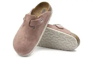 BIRKENSTOCK Boston Soft Footbed Suede Leather Clogs - Pink