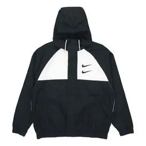 Nike Swoosh Hooded Windbreaker Jacket - Black