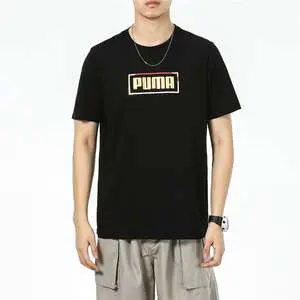 PUMA Contrasting Colors Logo Printing Round Neck Short Sleeve
