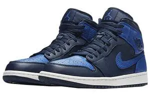 JORDAN 1 Retro Mid Obsidian Royal - Navy