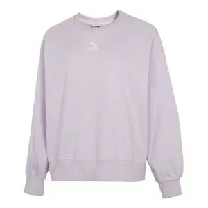 PUMA Logo Embroidery Round-neck Sweatshirt - Purple