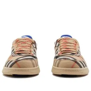 Burberry Checked Lace Up Sneakers - Sand