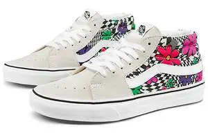 VANS Sk8-mid Floral Plaid Sneakers