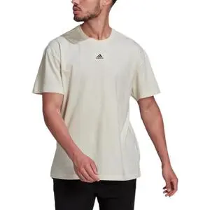 Adidas Solid Color Sports Round Neck Short Sleeve Beige