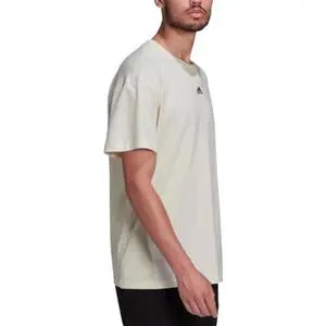 Adidas Solid Color Sports Round Neck Short Sleeve Beige