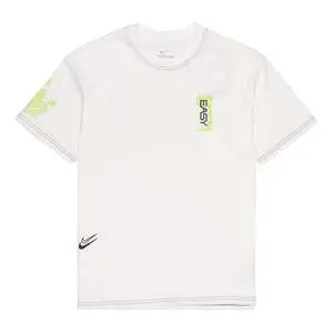 Nike Solid Color Alphabet Pattern Printing Round Neck Cotton Short Sleeve White - Multi-color