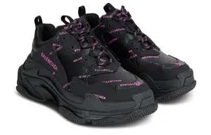Balenciaga Triple S "all Over Logo" Sneakers - Black/pink