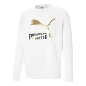 PUMA Archive Metallic Logo Crewneck Sweater - White/gold